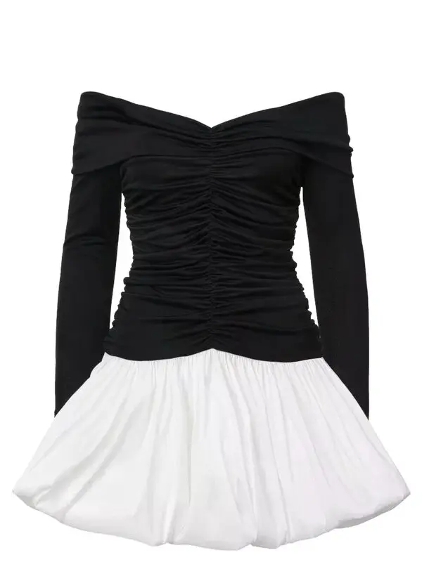 LITA COUTURE Off-the-shoulder Ruched Mini Dress - Black