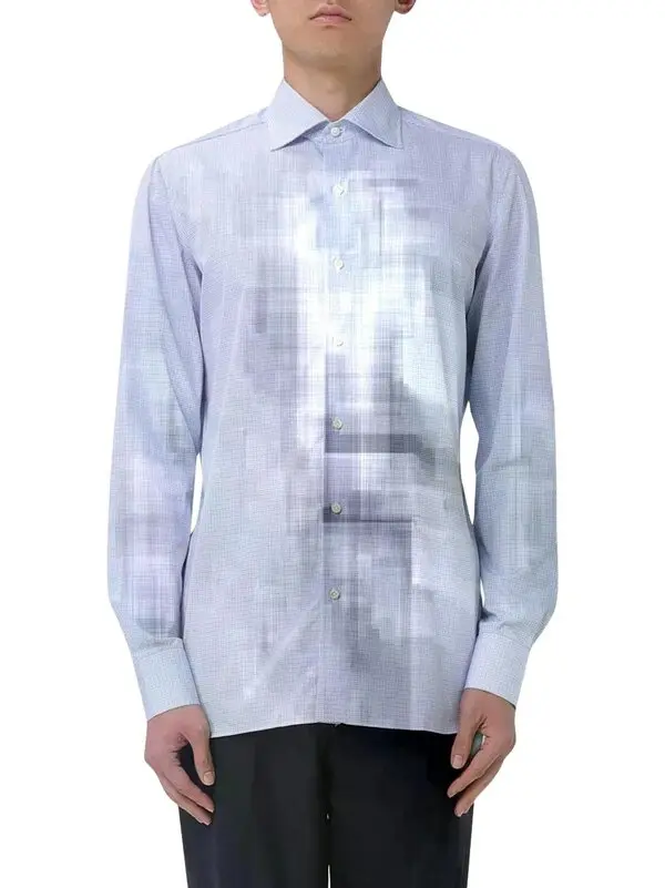 LUIGI BORRELLI Stripe-print Cotton Shirt - Blue