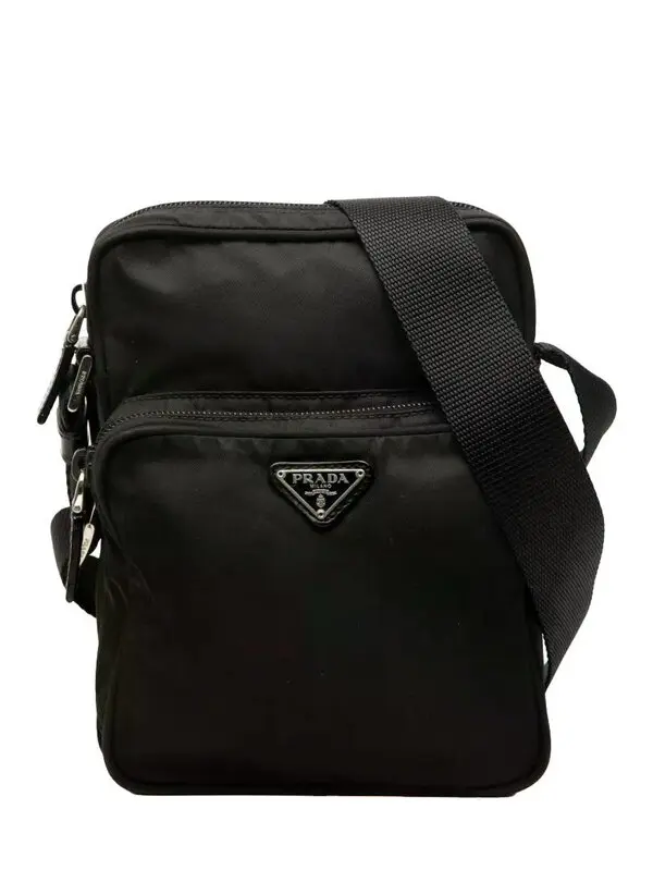 Prada Tessuto Zip Top Crossbody Bag - Black