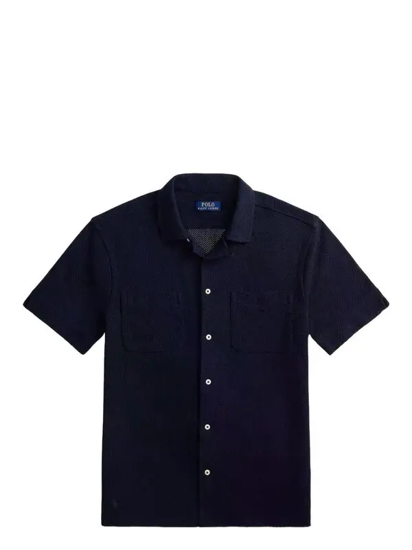 Polo Ralph Lauren Mesh-knit Patch-pocket Shirt - Blue