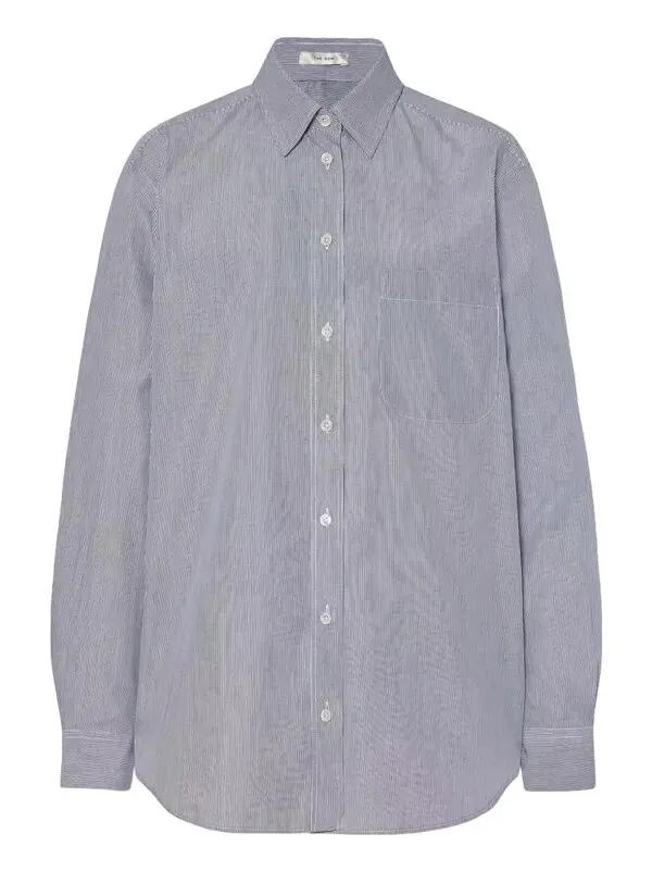 THE ROW Gavina Striped Cotton Shirt - Blue