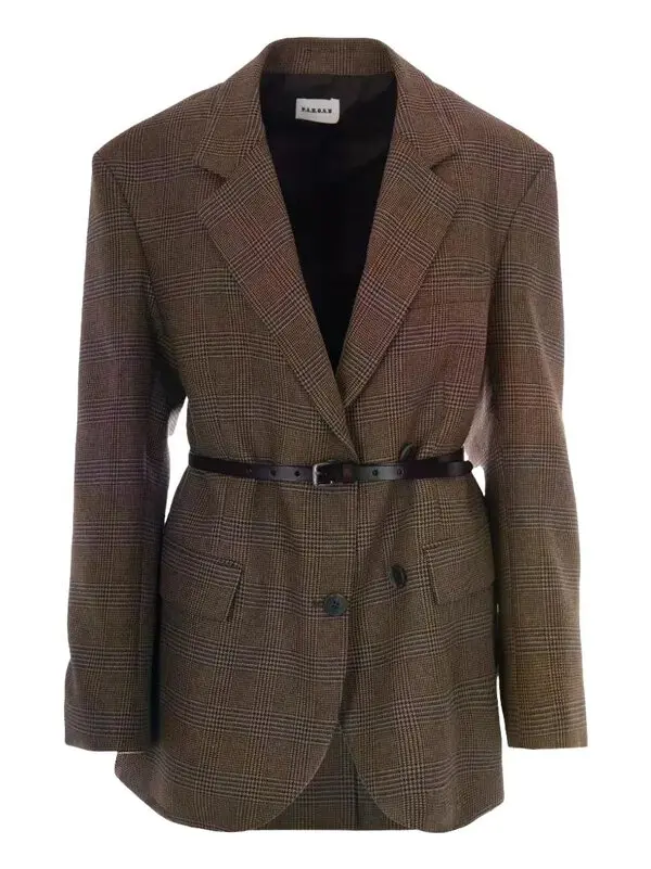 P.a.r.o.s.h Belted Checked Blazer - Brown