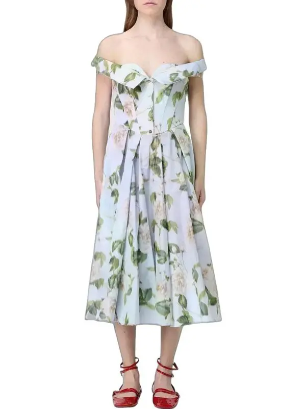 Antonio Marras Floral Print Off-shoulder Midi Dress - Blue