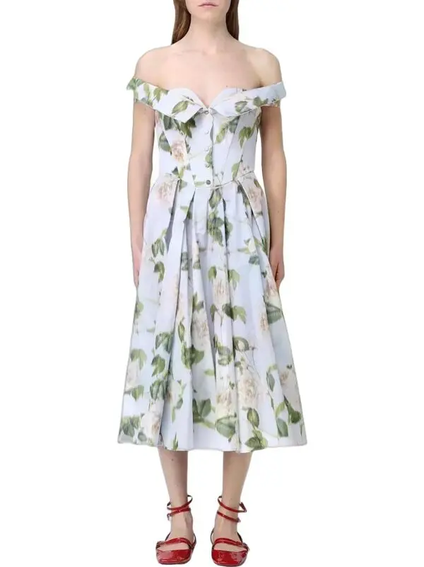 Antonio Marras Floral Print Off-shoulder Midi Dress - Blue