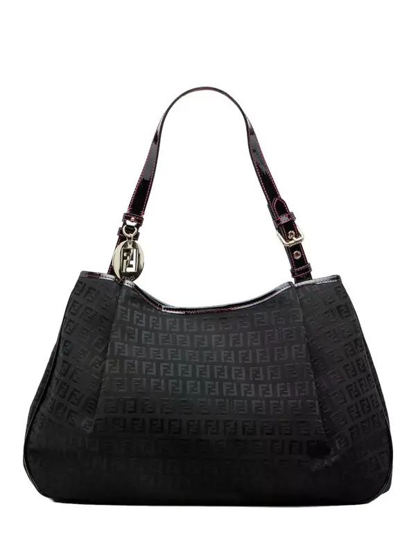 Fendi Zucchino Canvas Shoulder Bag - Black