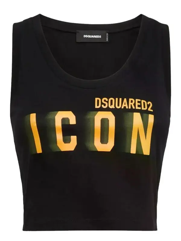 Dsquared2 Icon Blur Cropped Tank Top - Black
