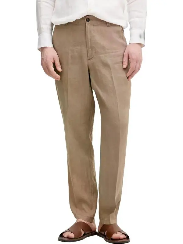 BENETTON Pressed-crease Chino Trousers - Brown