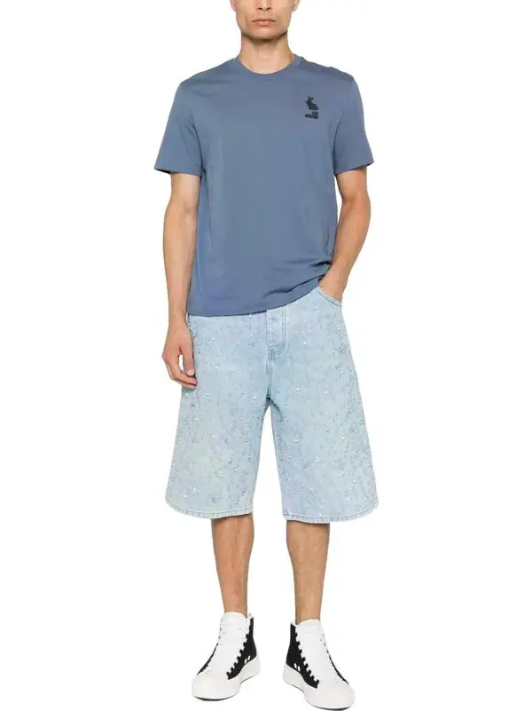 Moschino Logo-embroidered Short-sleeve T-shirt - Blue