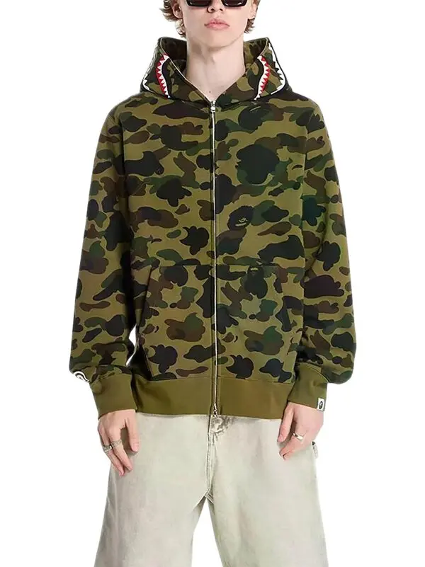 A BATHING APE 1st Camo Shark Hoodie - Green