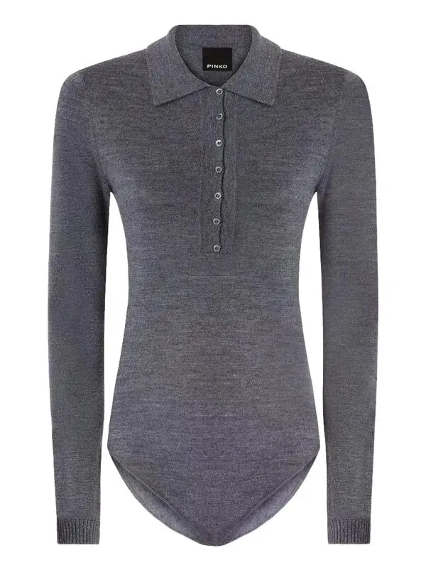 Pinko Fine-knit Long-sleeve Bodysuit - Grey