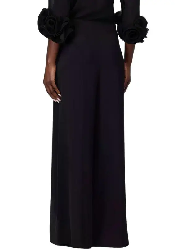 HANITA Crepe Wide-leg Trousers - Black