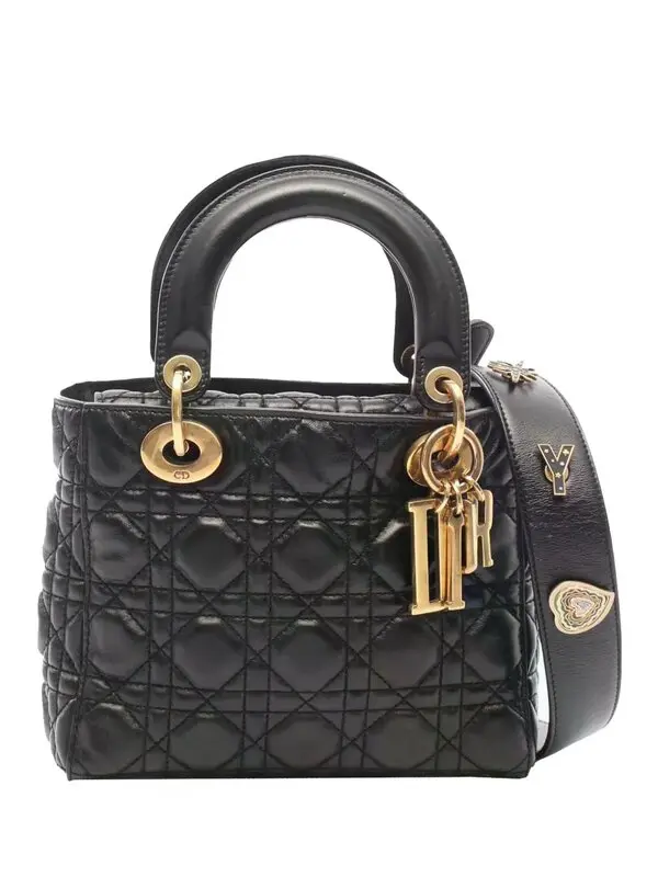 Dior Lambskin Cannage Lady Satchel - Black