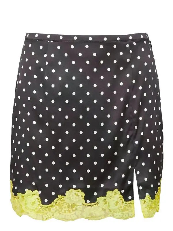 FLEUR DU MAL Juliet Polka-dot Lace-trim Mini Skirt - Black