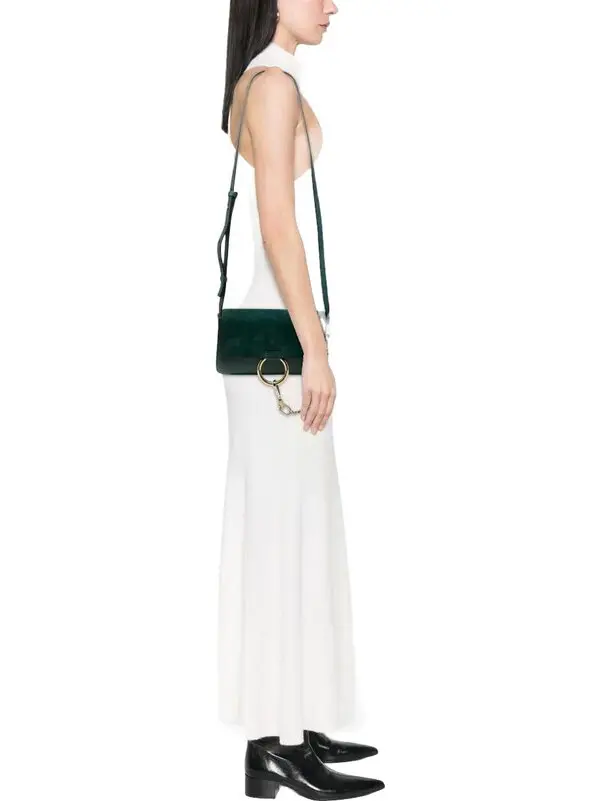 Chloé Faye Suede And Calfskin Crossbody Bag - Green