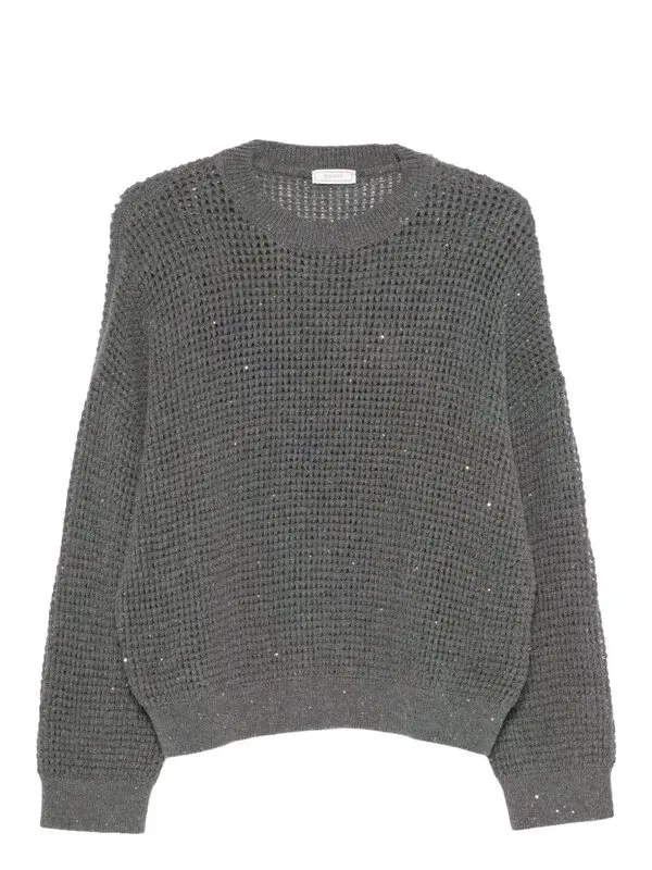 Peserico Open-knit Sequin Embellished Sweater - Grey