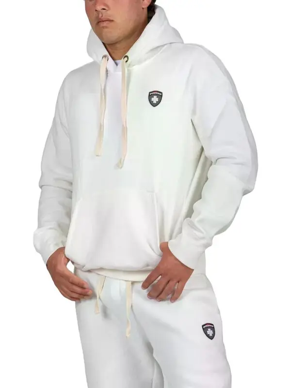 PODHIO Shield Logo-patch Drawstring Hoodie - White