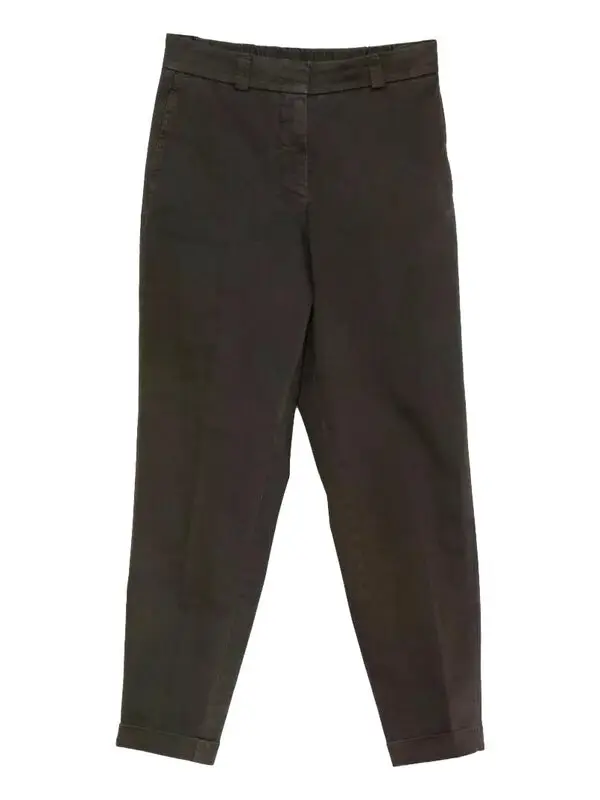 Peserico Cropped Trousers With Turned-up Hems - Brown