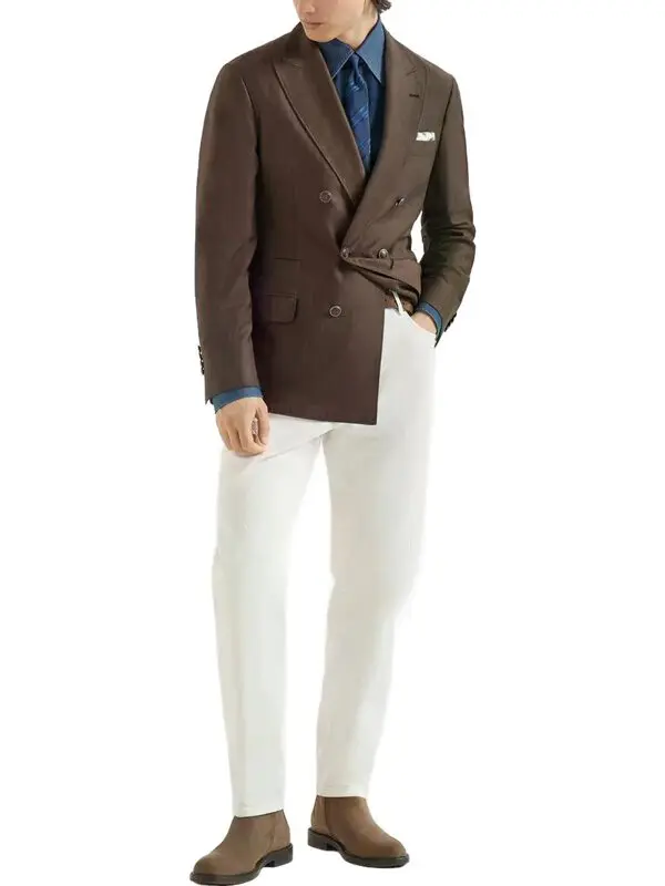 Brunello Cucinelli Lightweight Denim Shirt With Italian Collar And Chest Pocket - Blue