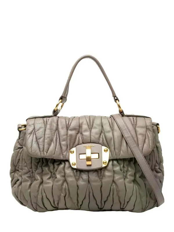 Miu Miu 2010-2026 Matelasse Nappa Satchel - Brown