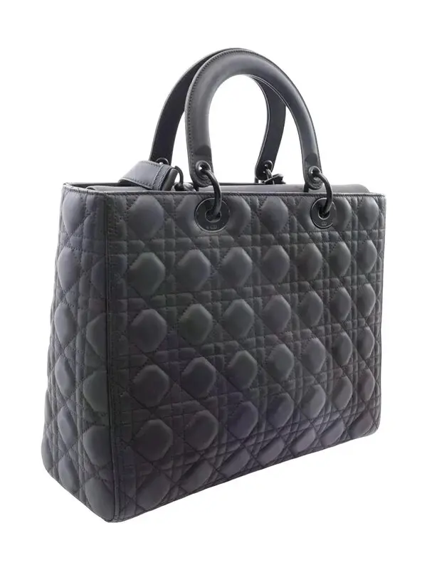 Dior Large Ultra Matte Calfskin Cannage Lady Satchel - Black