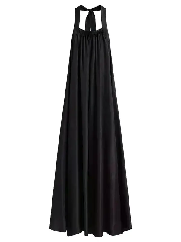 Bondi Born Marfa Silk Halterneck Maxi Dress - Black