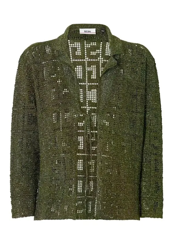 Gcds Monogram Macramé Cardigan - Green