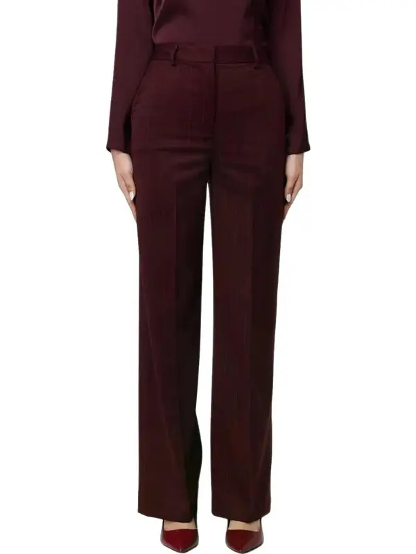 HANITA Burgundy Pinstripe Wide-leg Trousers - Red