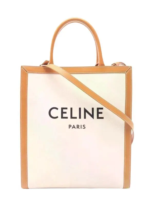 Celine Canvas Vertical Cabas Satchel - Brown