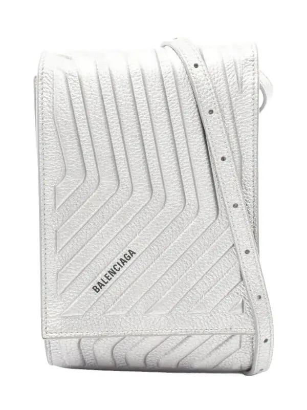 Balenciaga 2017 Leather Car Phone Holder Crossbody Bag - Silver