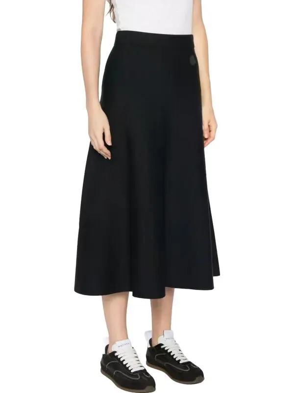 Moncler A-line Midi Skirt With Logo Patch - Blue