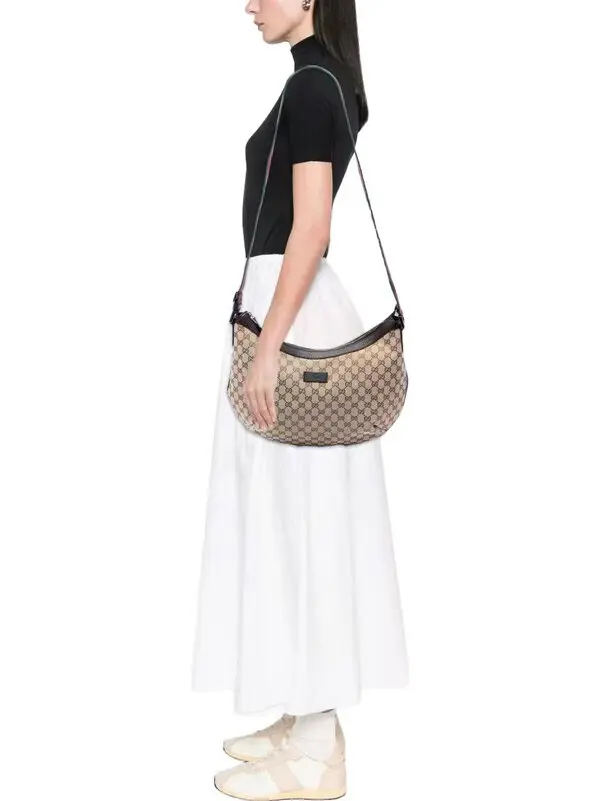 Gucci 2016-2026 Gg Canvas Web Half Moon Crossbody Bag - Neutrals