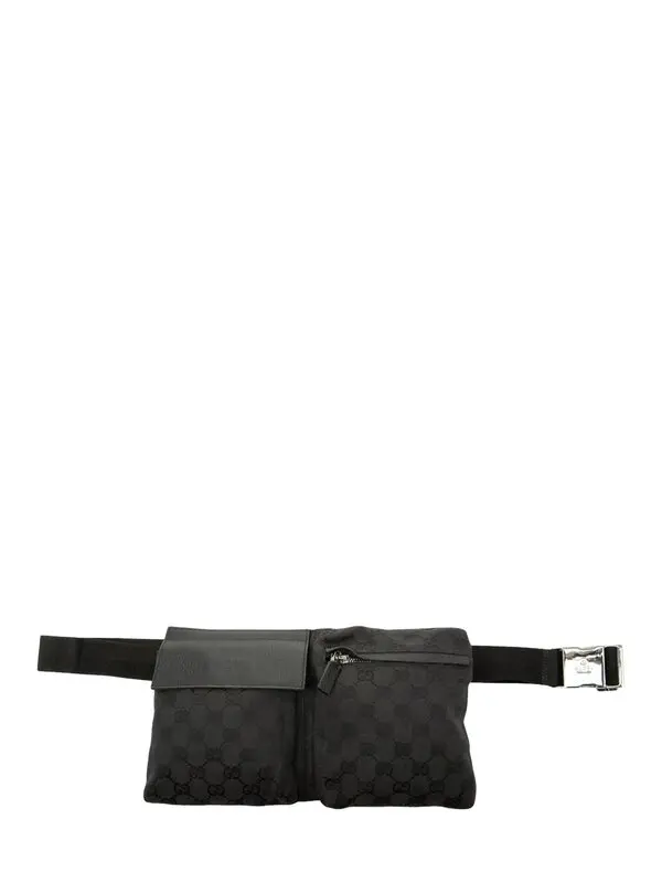 Gucci Gg Canvas Double Pocket Belt Bag - Black