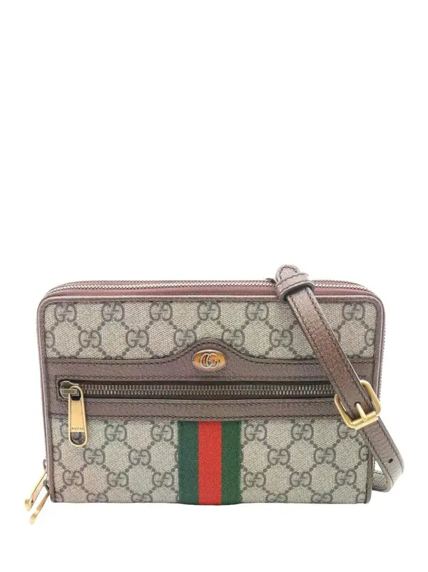 Gucci Ophidia Gg Supreme Web Wallet On Chain Crossbody Bag - Neutrals