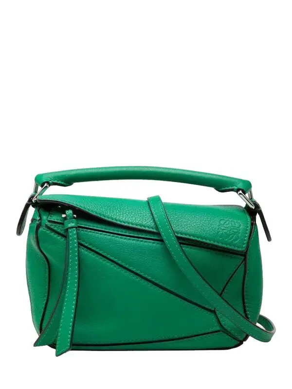 Loewe Mini Calfskin Puzzle Satchel - Green