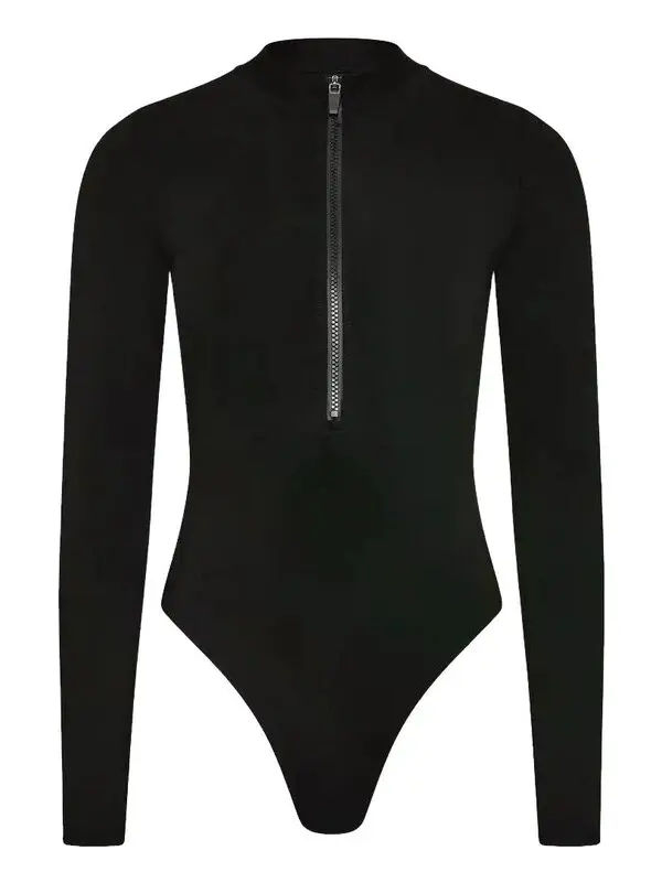 Bondi Born Long-sleeve Zip-front Swimsuit - Black