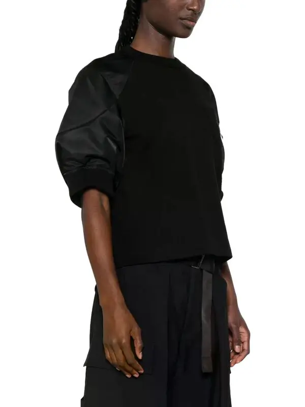 Sacai Crew-neck Sweatshirt With Zip Pocket - Black