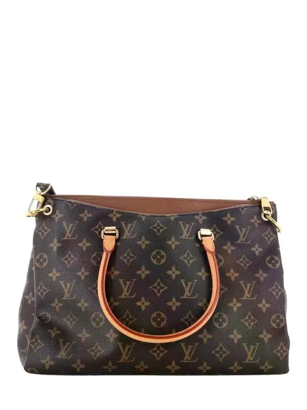 LOUIS VUITTON Pallas Tote Monogram Canvas With Leather Shoulder Bag - Brown
