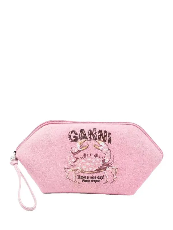 GANNI Embroidered Crab Pouch - Pink