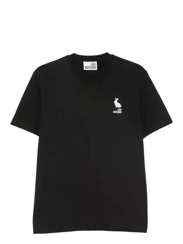 Moschino Embroidered-logo Short-sleeve T-shirt - Black