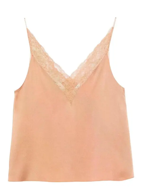 FORTE_FORTE Lace Trim Camisole Top - Brown