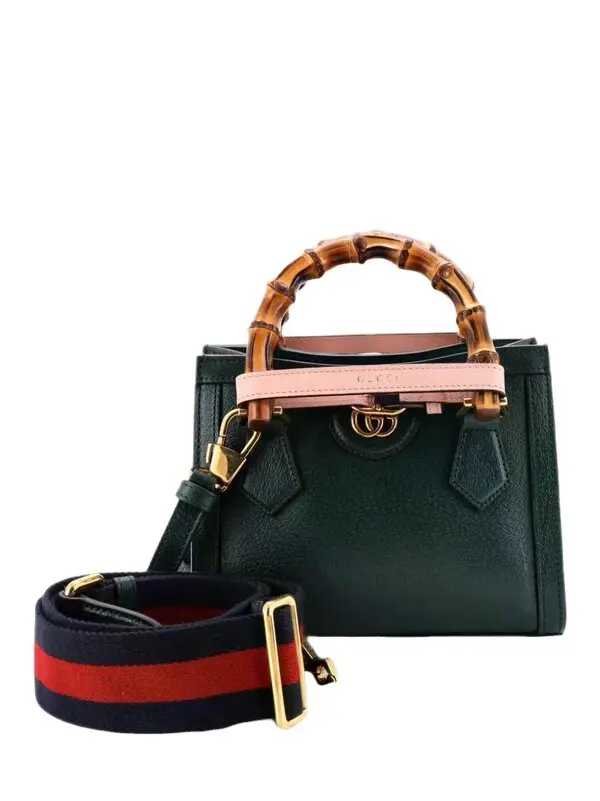 Gucci Diana Mini Bamboo Handle Tote Crossbody Bag - Green