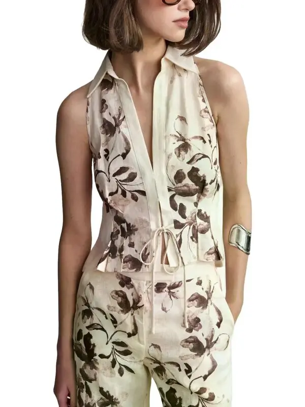 HEVRON Sloan Floral-print Vest - Neutrals
