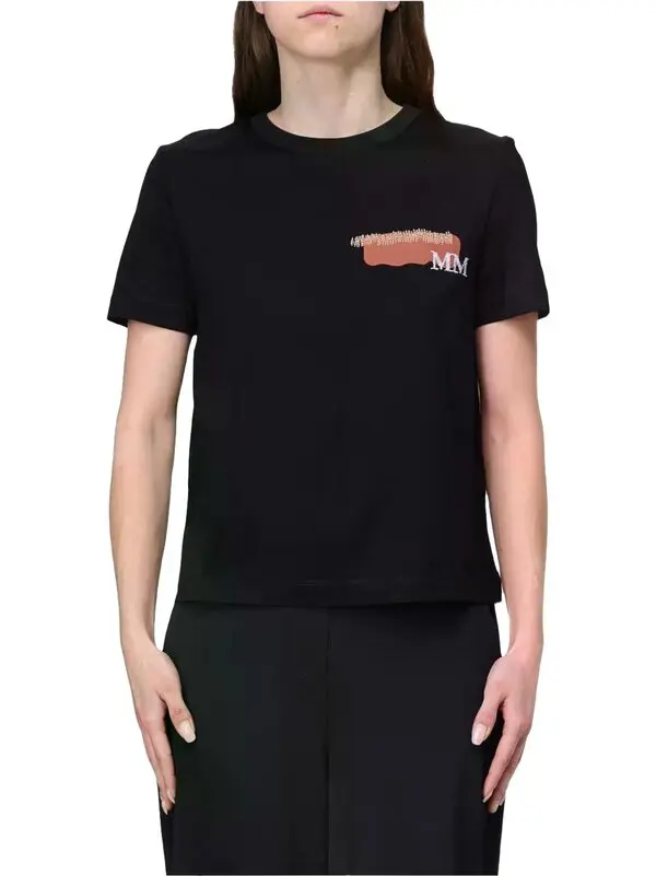 Max Mara Logo Print Cotton T-shirt - Black