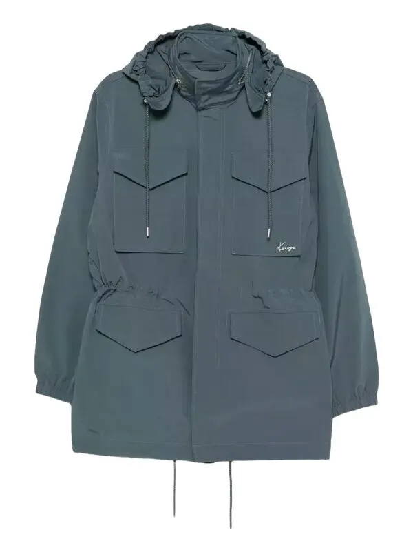Kenzo Drawstring-hem Hooded Parka Coat - Blue