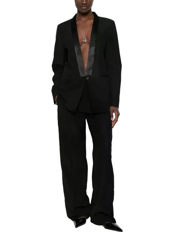 FORTE_FORTE Satin-trim Tailored Trousers - Black