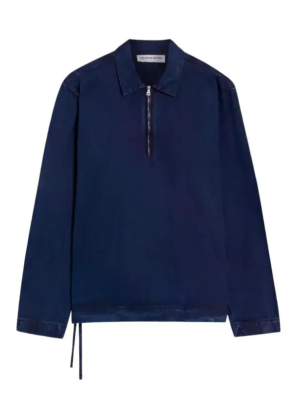 Orlebar Brown Oglio Zip-up Denim Polo Shirt - Blue