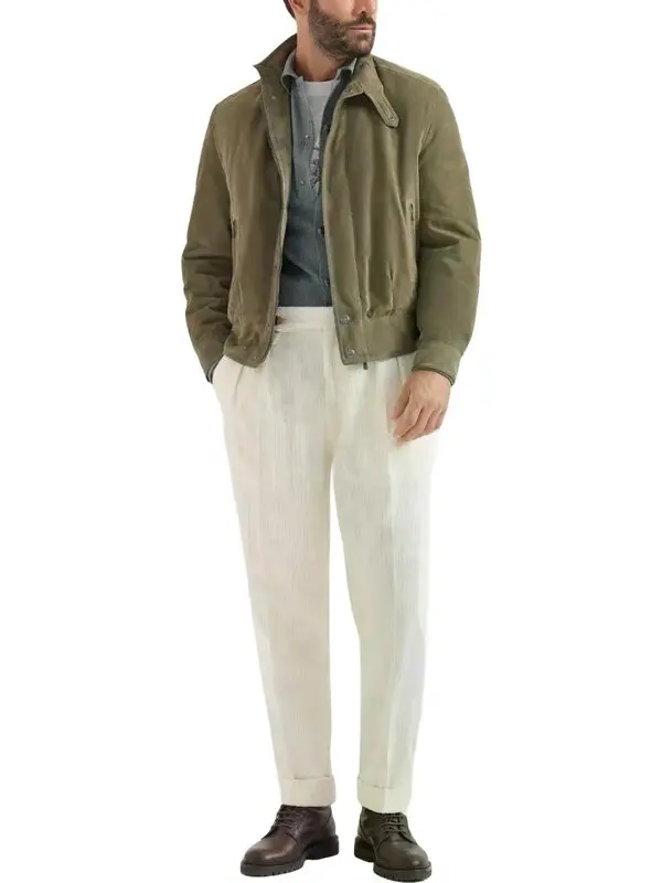 Brunello Cucinelli Virgin Wool Flannel Overshirt With Spread Collar And Chest Pockets - Grey