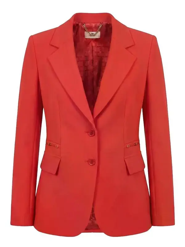 Elisabetta Franchi Single-breasted Notched Lapel Blazer - Red