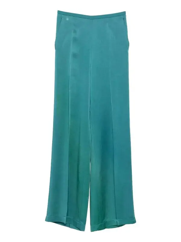 FORTE_FORTE Jade Satin Finish Elasticated Waistband Trousers - Blue