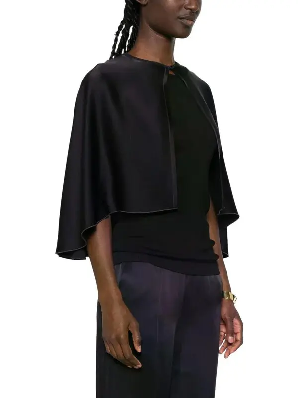 FORTE_FORTE Satin Finish Cape Style Shirt - Blue